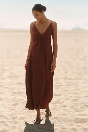 L*Space Mabel Linen Blend Maxi Dress - Wine