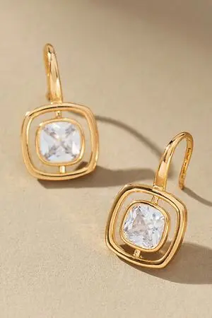 Maeve Small Bezel Crystal Earrings - Gold