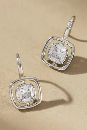 Maeve Small Bezel Crystal Earrings - Silver