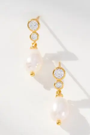 Anthropologie Crystal And Drop Earrings - Pearl