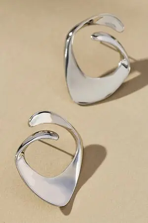 Anthropologie Circular Post Earrings Silver