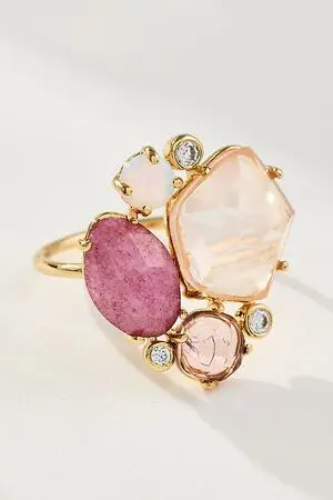 Anthropologie Glam Multi Stone Ring