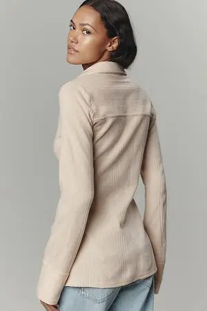 PILCRO Brushed Buttondown Cardigan Sweater - Cream