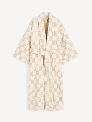 BY MALENE BIRGER Kimosa Robe Organic Cotton Kimono - Dark Sand Monogram