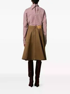 Ami Cotton Twill Midi Skirt - Brown