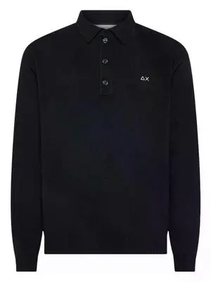 SUN 68 Button Long-sleeve Polo Shirt - Blue