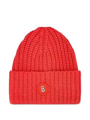 Bogner Ribbed Logo-patch Beanie - Red