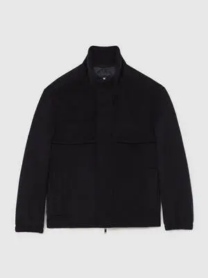 REISS Wool-blend Funnel-neck Zip Jacket