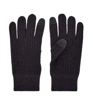 REISS Lawson Ribbed-merino Touchscreen Gloves - Chocolate Brown