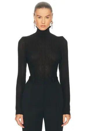 Ralph Lauren Long Sleeve Ruffle Trimmed Turtleneck Top