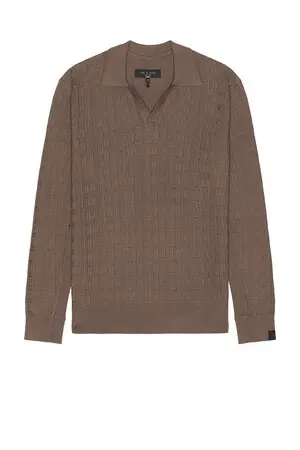 Rag & Bone Harvey Plaid Johnny Collar Polo - Brown