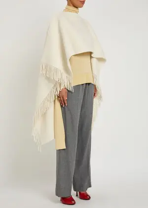 TOTÊME Wool-blend Fringed Poncho - Off White