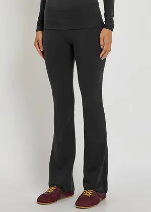 SKIMS Stretch-cotton Foldover Pants - Black