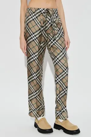 Burberry Silk Plaid Trousers