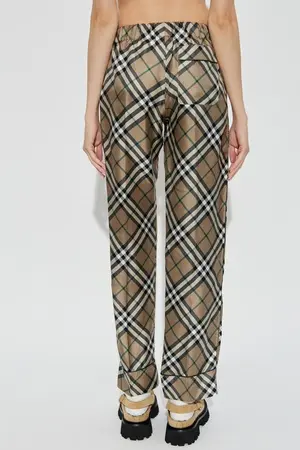 Burberry Silk Plaid Trousers