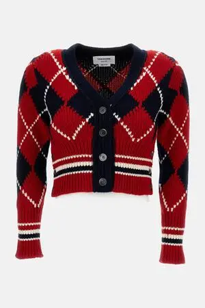 Thom Browne Argyle Jersey Cardigan - Red