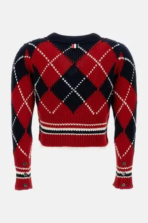 Thom Browne Argyle Jersey Cardigan - Red