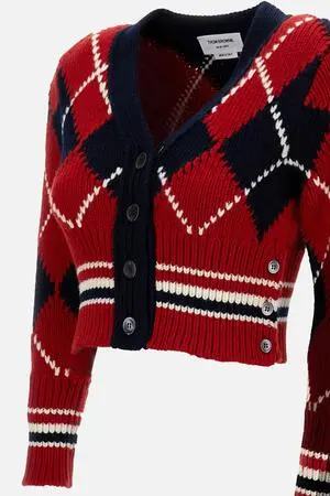 Thom Browne Argyle Jersey Cardigan - Red