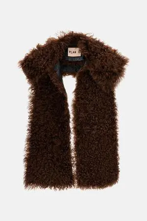 Plan C Shearling Shawl - Brown