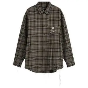 MASTERMIND WORLD Reversible Raw Edge Plaid Shirt - Gray Plaid