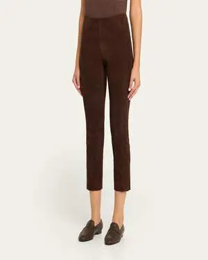 Vince Suede Split-hem Cropped Pant