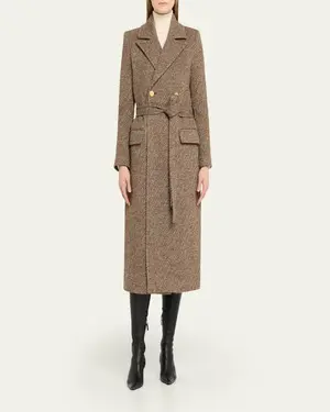 L'Agence Kolina Belted Long Coat - Bracken Brown