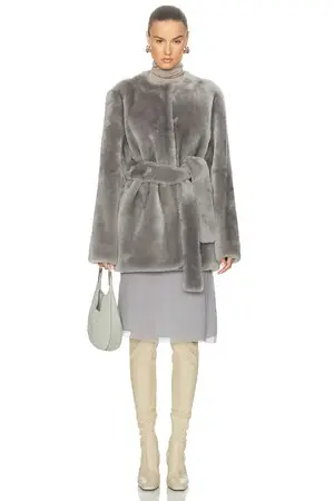 TOTEME Plush Shearling Jacket - Grey