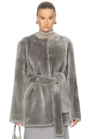 TOTEME Plush Shearling Jacket - Grey