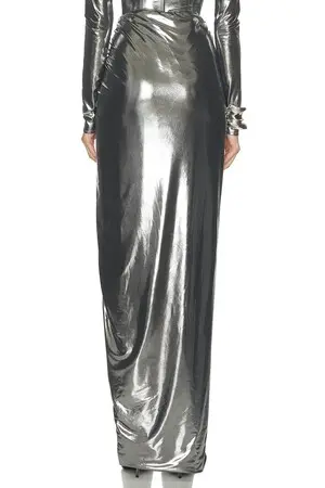 LAQUAN SMITH Metallic Draped Maxi Skirt