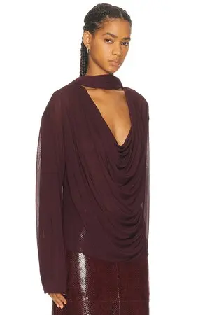Atlein Draped Collar Blouse