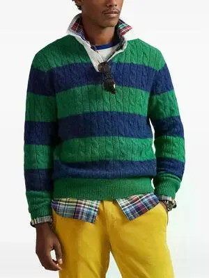 Polo Ralph Lauren Rugby Striped Cable Knit Polo Shirt