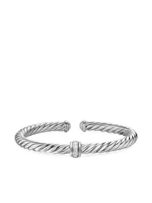 David Yurman Sterling Cable Flex Center Station Diamond Bracelet