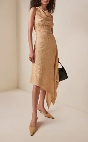 Victoria Beckham Draped Knit Stretch-cotton Midi Skirt