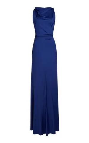 Victoria Beckham Draped Sleeveless Maxi Dress - Blue