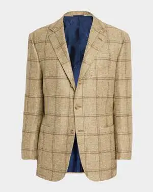 Kiton Checked Cashmere Single-breasted Jacket - Brown