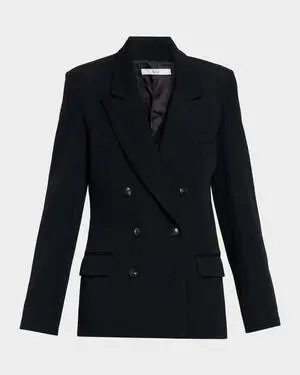 Co Double-breasted Wool Twill Tuxedo Jacket - Black