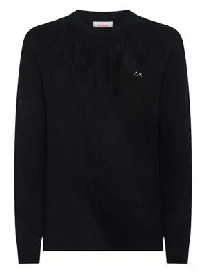 SUN 68 Ribbed-knit Long-sleeve Sweater - Blue