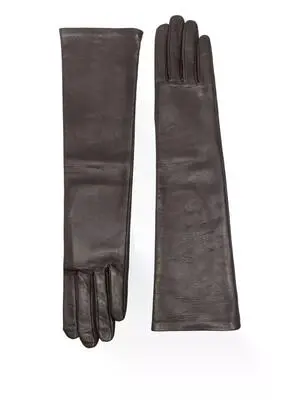 AGNELLE Opera Leather Gloves - Brown
