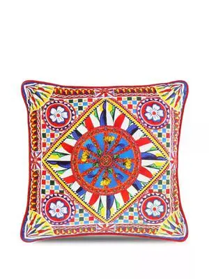 Dolce & Gabbana Small Velvet Patterned Cushion - White