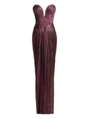 Women's Sleeveless Lace Pleated Maxi Evening Dresses