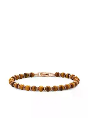 David Yurman David Yurman 18k Rose Gold, Diamond, And Tiger Eye Bead Bracelet Pink