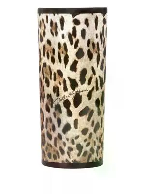 Dolce & Gabbana Cylindrical Leopard Porcelain Vase - Brown