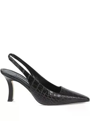 Manolo Blahnik 90mm Crocodile Embossed Slingback Pumps