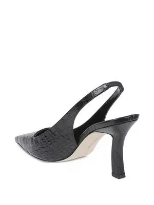 Manolo Blahnik 90mm Crocodile Embossed Slingback Pumps