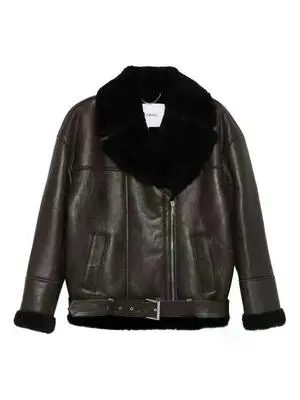 HALFBOY Shearling-collar Leather Jacket