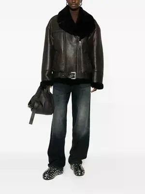 HALFBOY Shearling-collar Leather Jacket