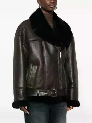 HALFBOY Shearling-collar Leather Jacket