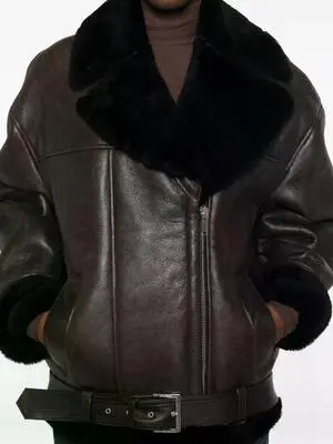 HALFBOY Shearling-collar Leather Jacket