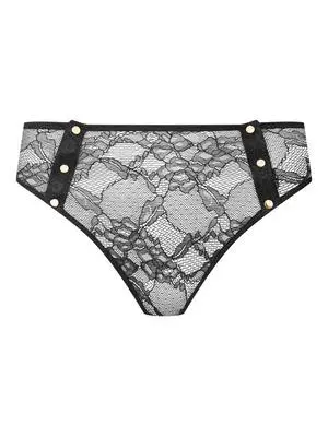 MAISON CLOSE Lace Button High-waist Thong - Black