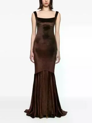 ATU BODY COUTURE Velvet Texture Maxi Dress - Brown